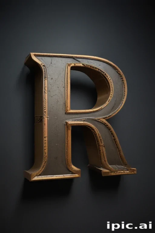 Stylized Letter R in Elegant Design Against a Dark Background