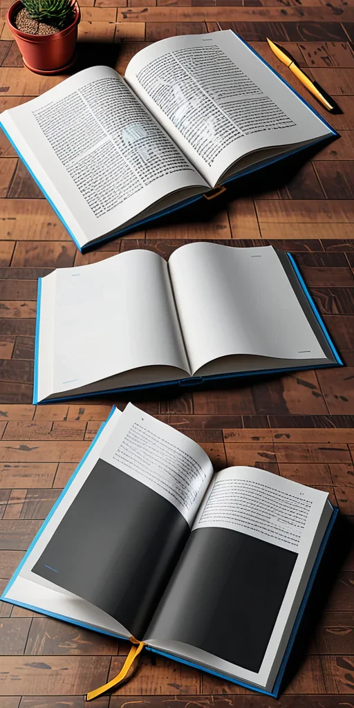 An Open Book Displaying Text, Blank Pages, and a Modern Design