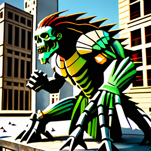 A giant founding titan, made with only bones, standing before a ...