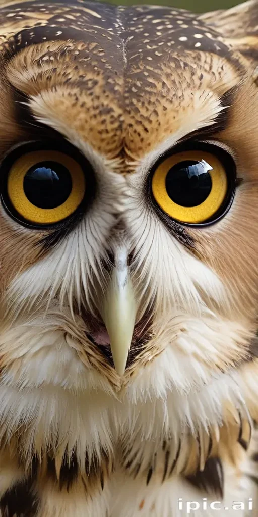 A Close-Up Portrait of a Majestic Owl with Striking Yellow Eyes