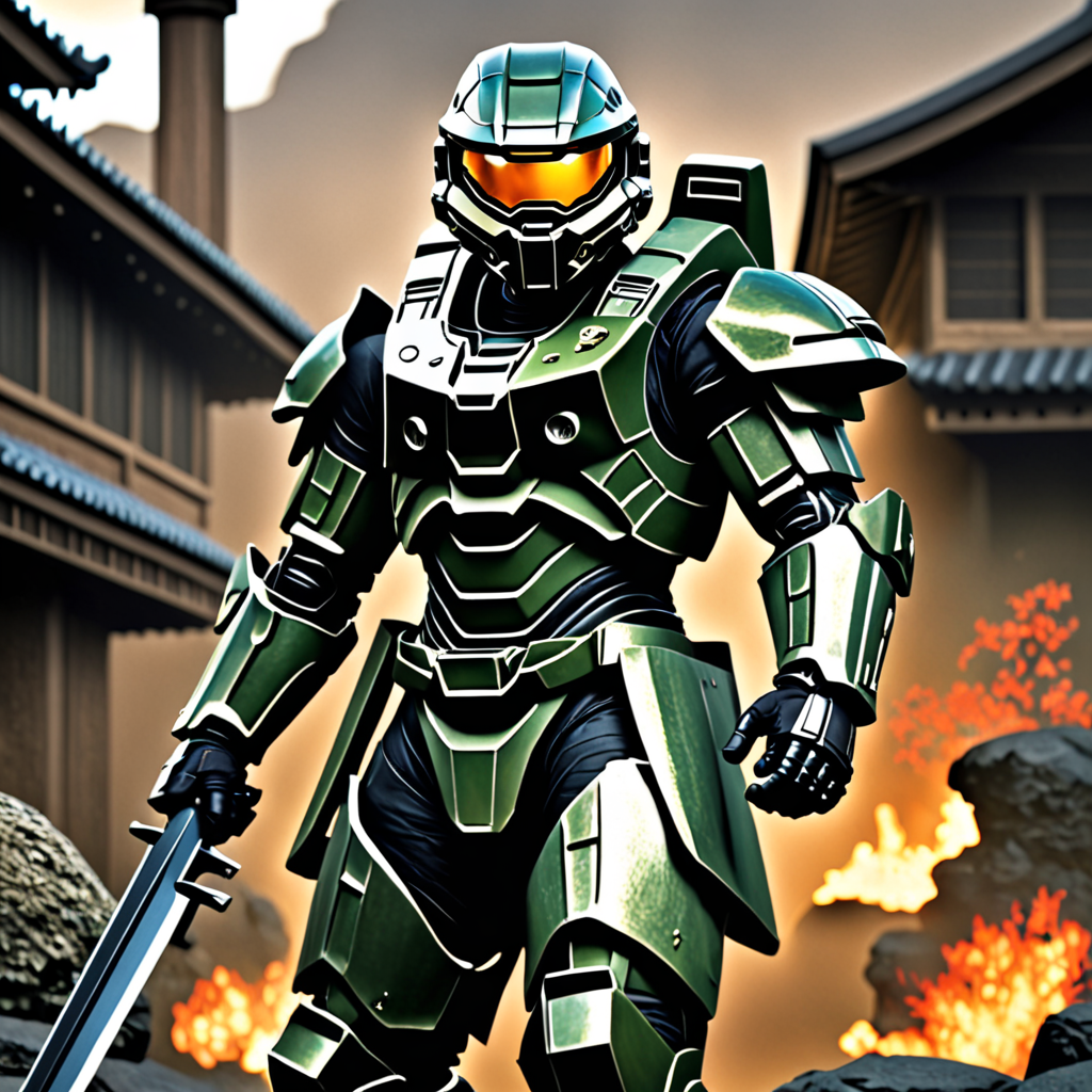 Master chief as a black samurai