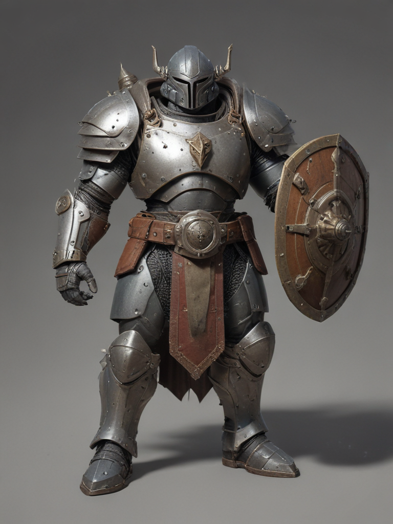 a bulky warforged fighter armed with a war hamemr and a shield