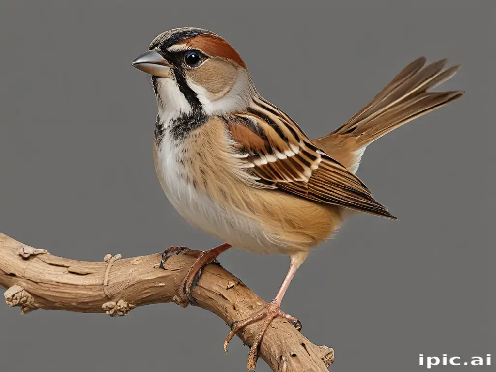 A Beautiful Sparrow Perched Gracefully on a Twisting Branch in Nature.