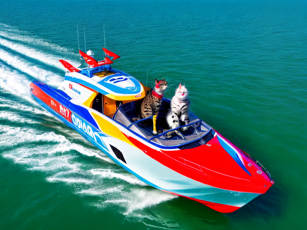 Cat driving speed boat