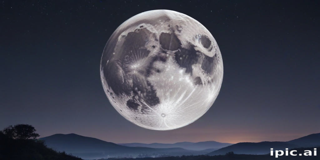 Stunning Night Sky with a Massive Moon Over Serene Mountain Landscape