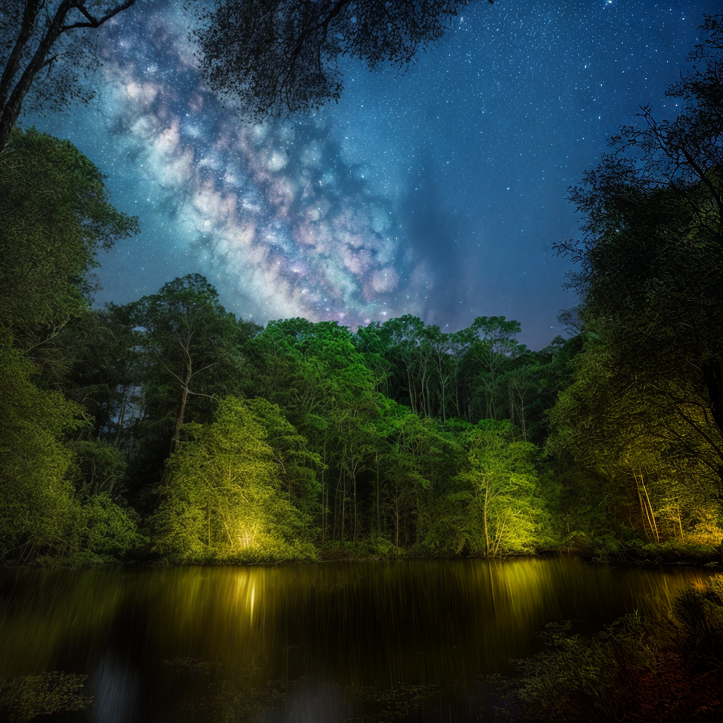 raining forest at night