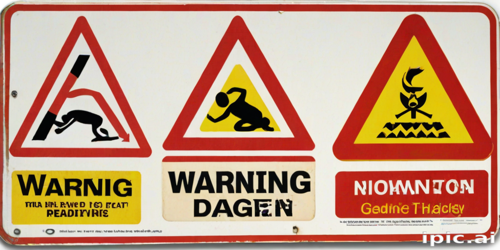 Warning Sign Displaying Various Hazards: Caution, Danger, and Safety Alerts