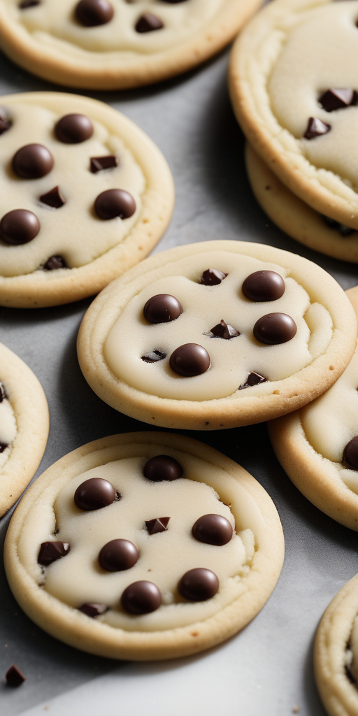 Deliciously Baked Cookies Topped with Chocolate Chips and Creamy Frosting.