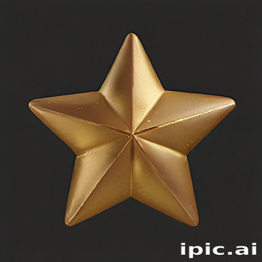 Shining Gold Star with a Three-Dimensional Design Against a Dark Background