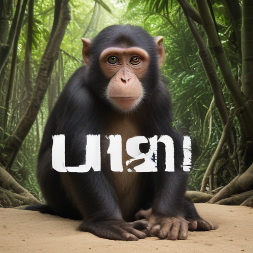 The DNA logo with a monkey in front of the text in a jungle beach with ...