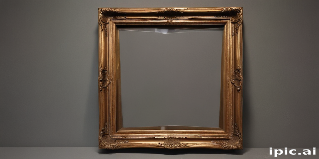 Ornate Vintage Mirror Frame Displaying Reflections in a Minimalist Setting