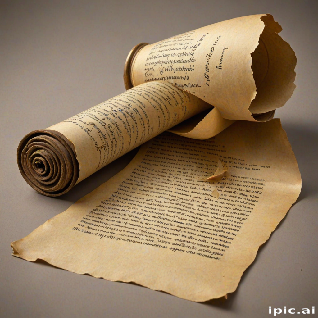 Ancient Scrolls and Manuscripts Unfurled on a Neutral Background