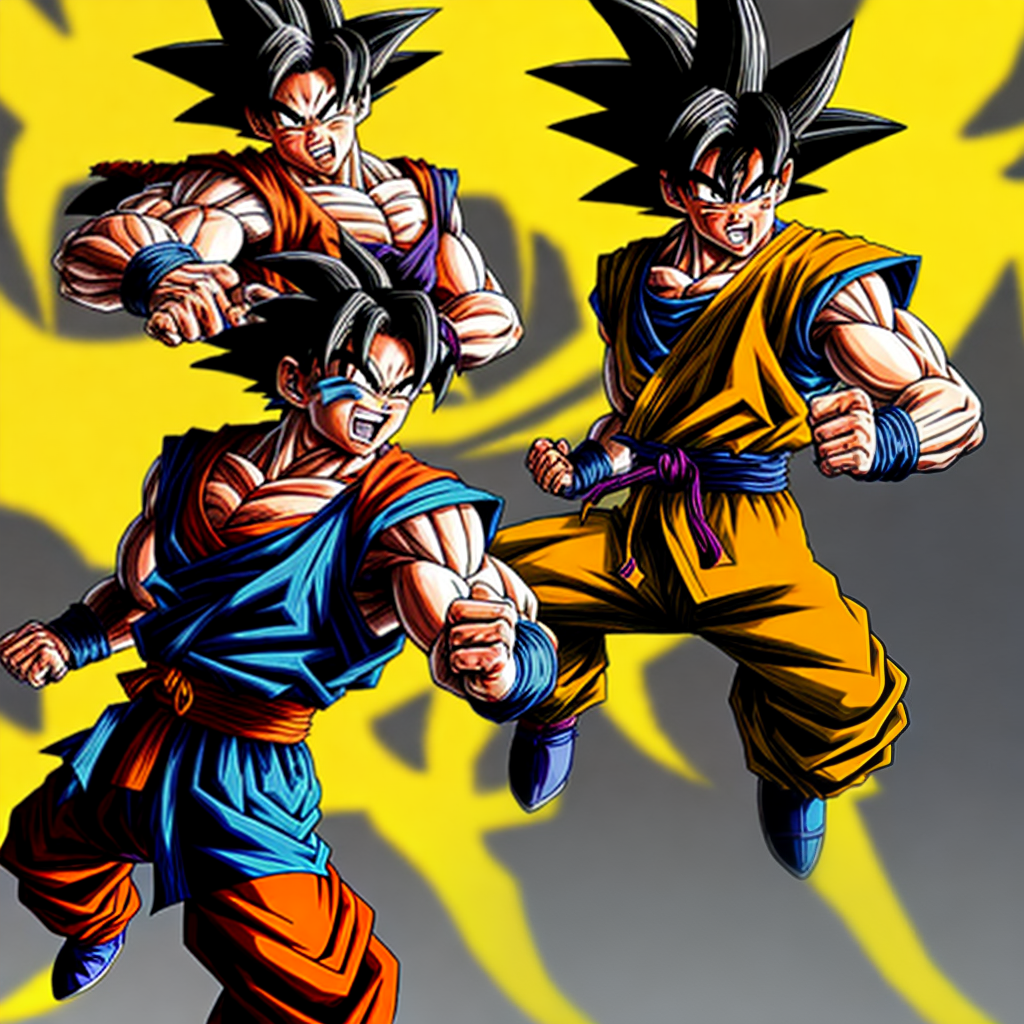 Goku from Dragon Ball merging with Scorpion from Mortal Kombat