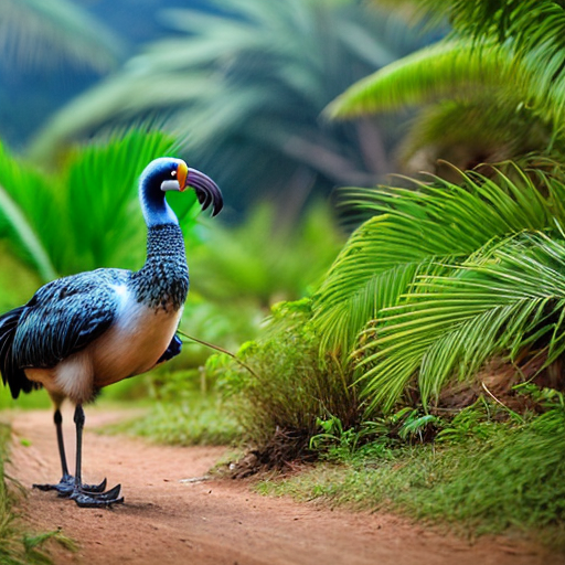 a dodo bird walking on the ground in the jungle of madagascar