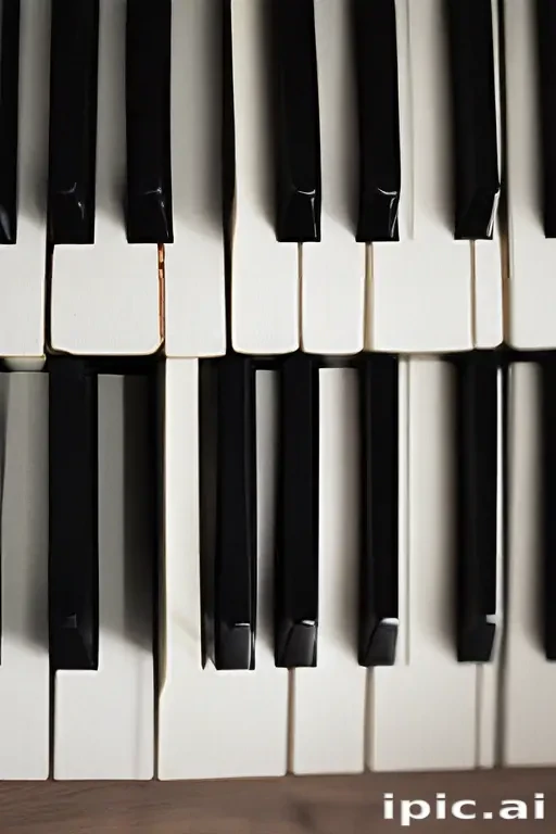 Close-Up View of Piano Keys Highlighting Black and White Contrast