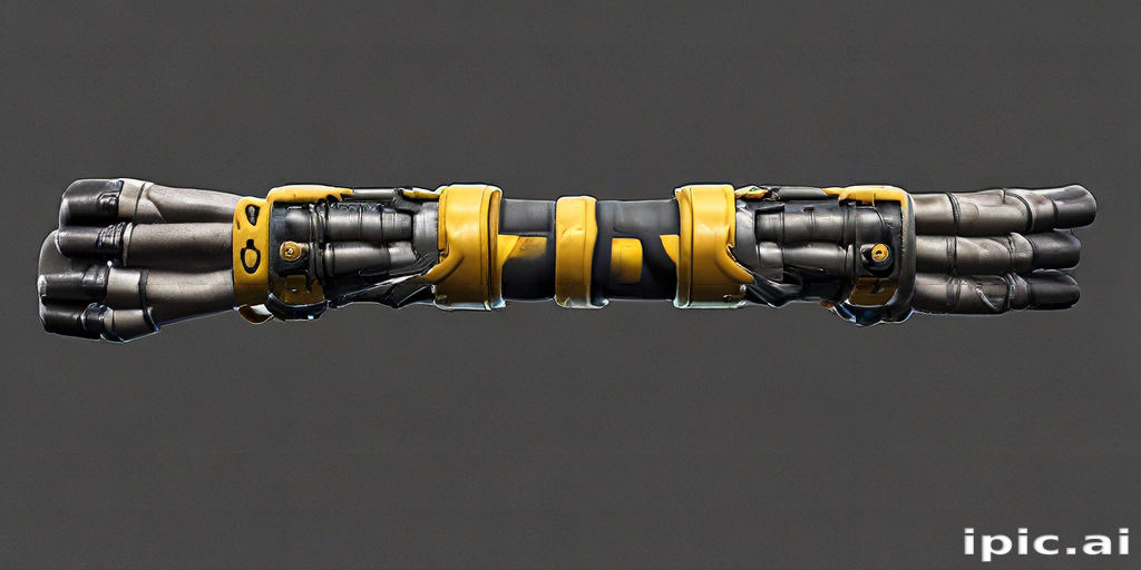 Futuristic Robotic Arm with Advanced Mechanics and Bold Yellow Accents.