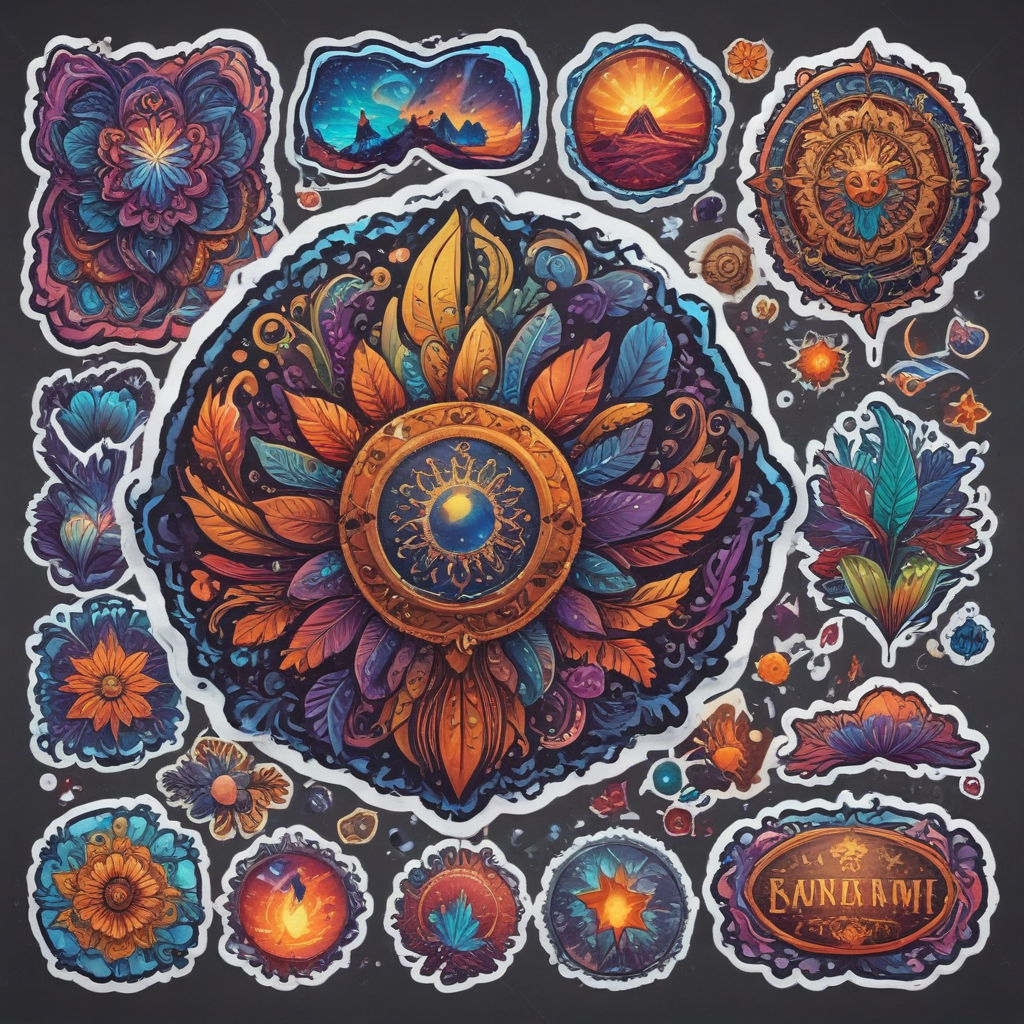Colorful Collection of Intricate Nature-Inspired Stickers Featuring ...