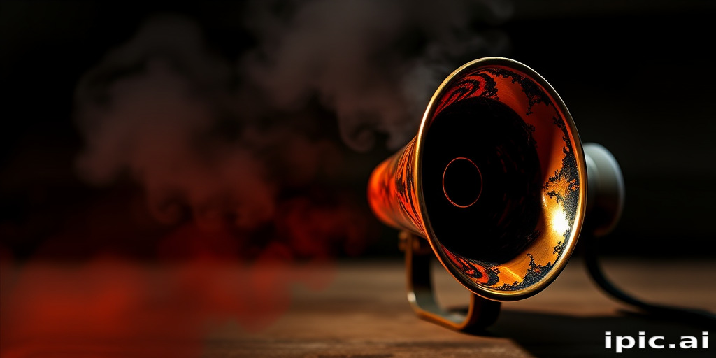 Vintage Megaphone Surrounded by Mysterious Smoke in Dramatic Lighting