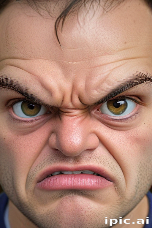 Intense Expression of Anger Captured in a Close-Up Portrait