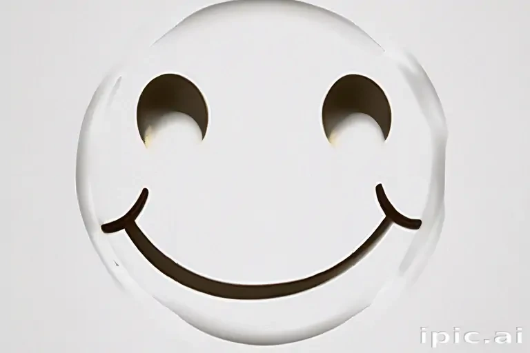 Playful Smiley Face Cutout on a Plain White Background for Cheerful Vibes