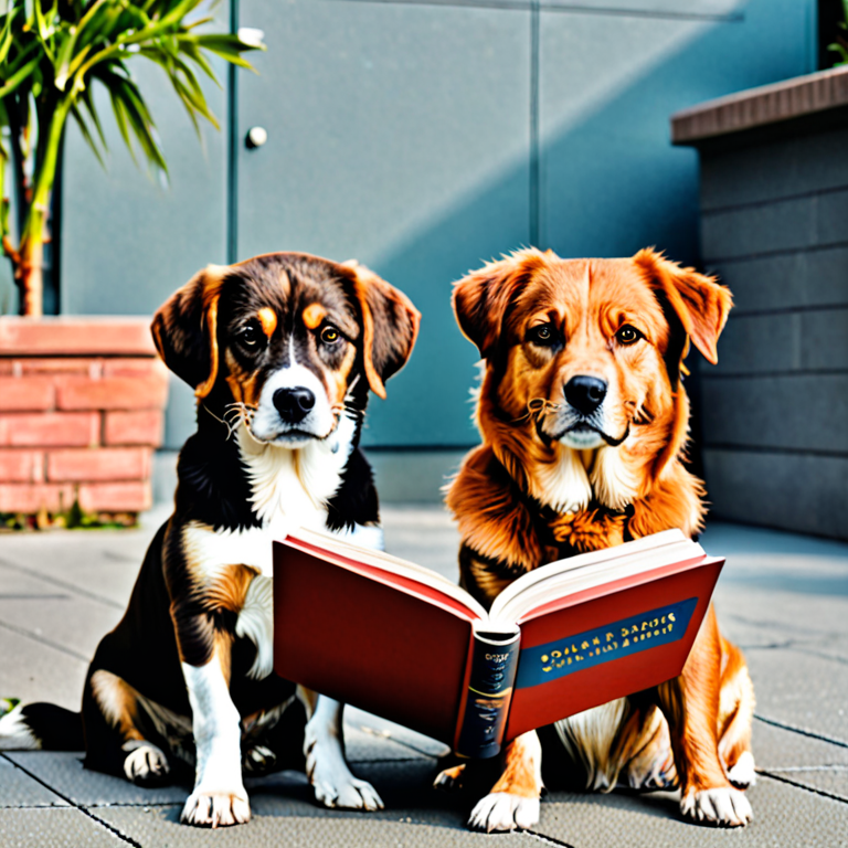Dogs reading books