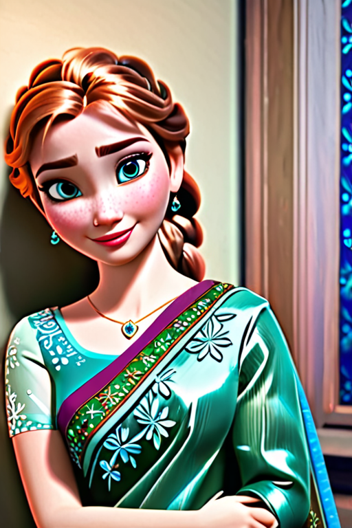 Elsa and Anna hugs together in saree indian smile frozen disney smile ...