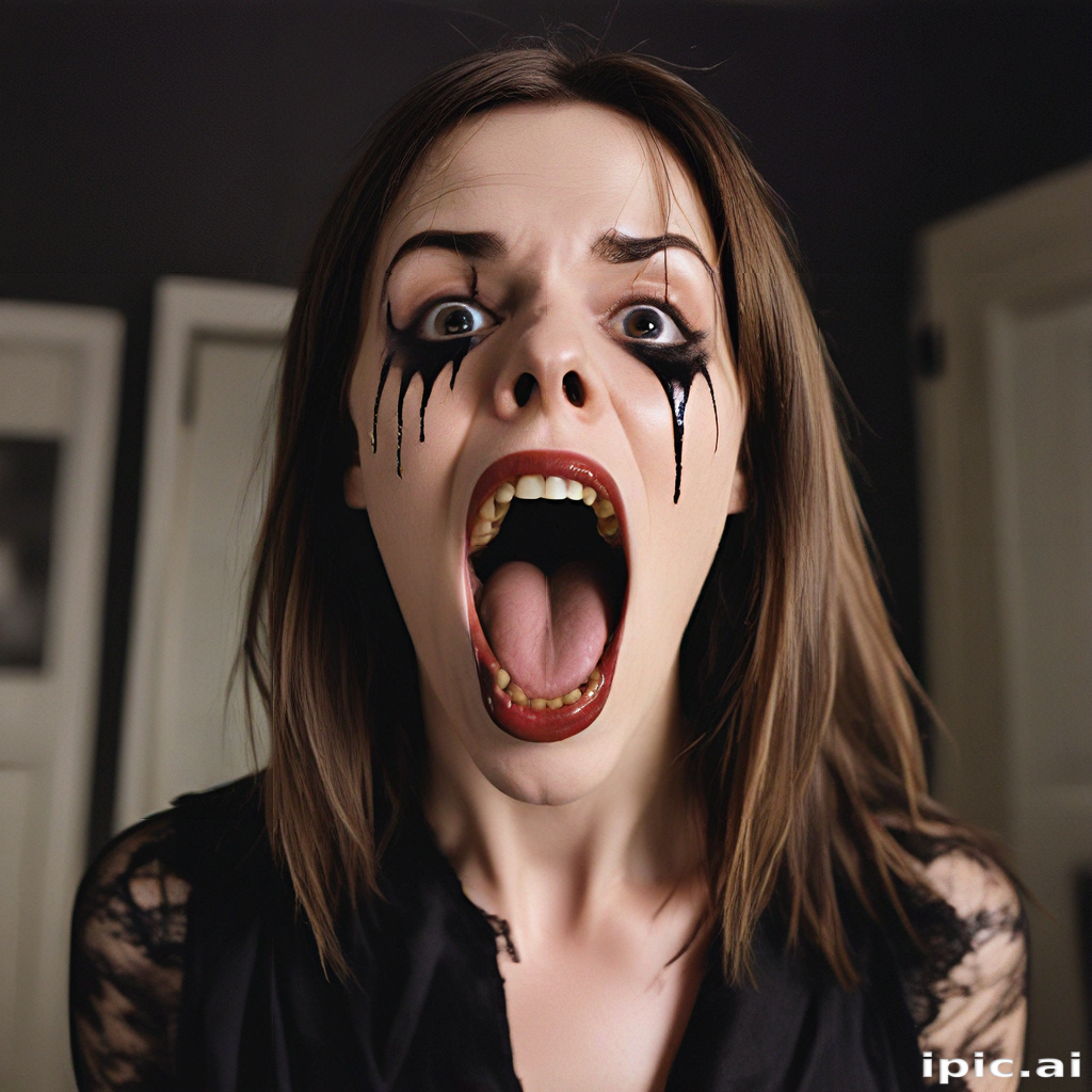 Emotional Expression: A Dramatic Portrait of a Woman in Distress