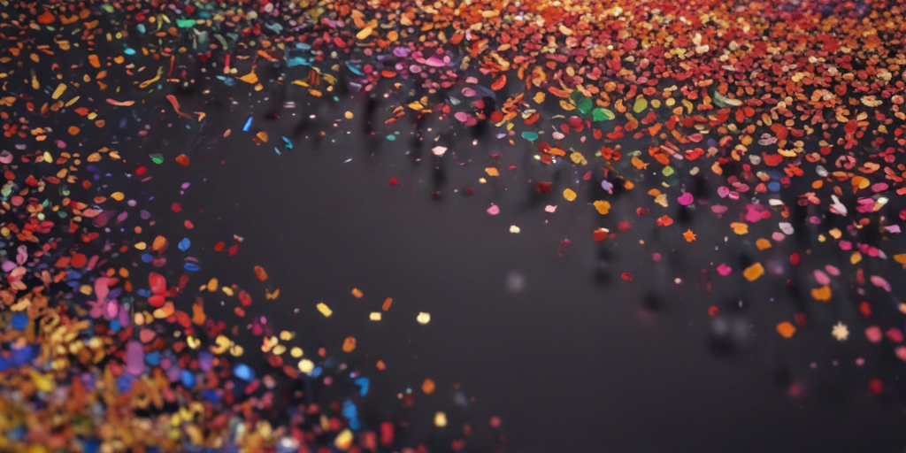 A Vibrant Display of Colorful Confetti Sparkling on a Dark Surface.
