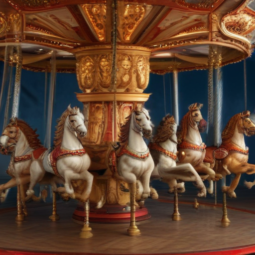 Whimsical Carousel Featuring Majestic Horses in a Colorful, Enchanted ...