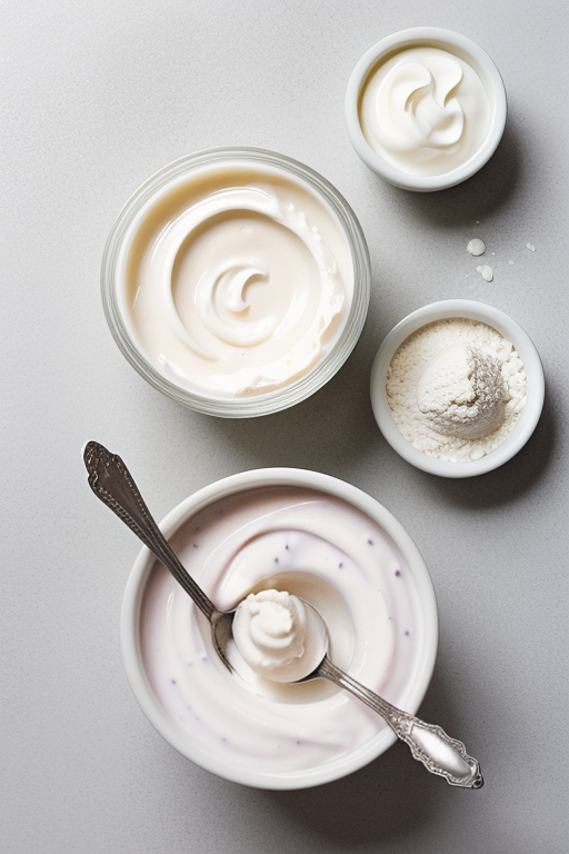 A Variety of Creamy Dairy Products Displayed in Elegant Bowls and Dishes