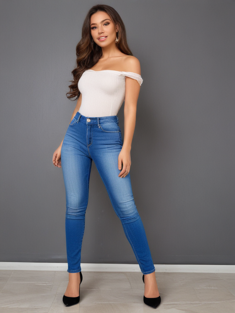 latina, jeans, high heels