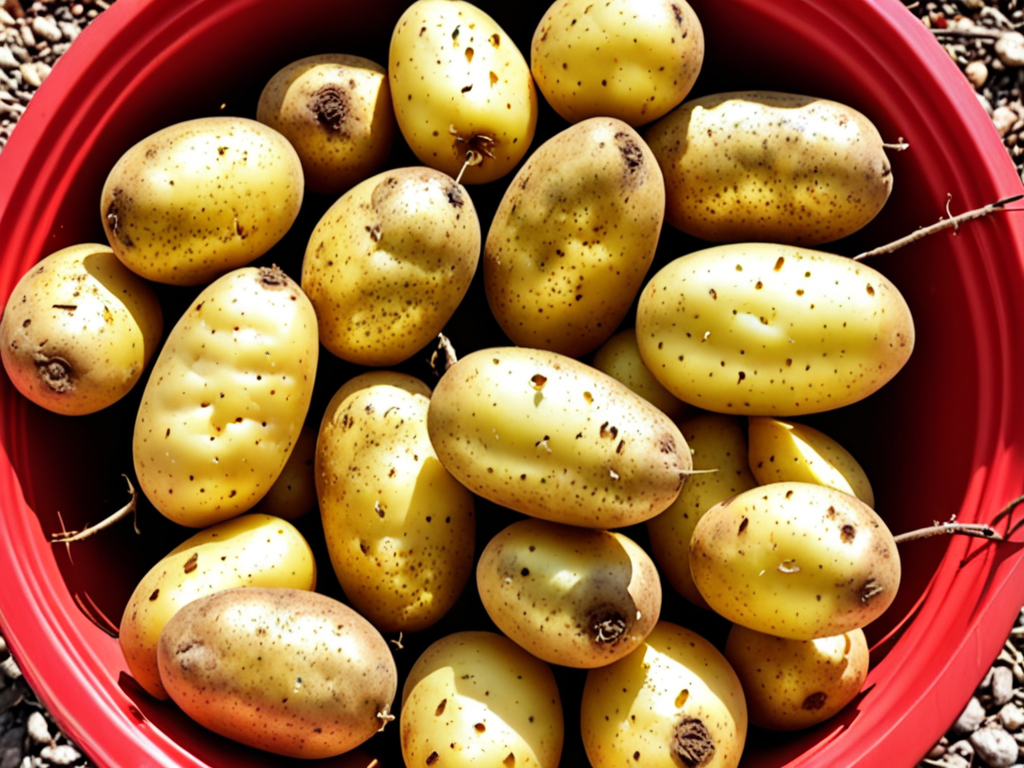 the potato is going on a trip on a truck with other potatoes