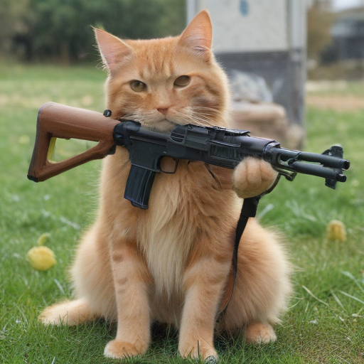 Cat shoots jewish ducks with a machine gun