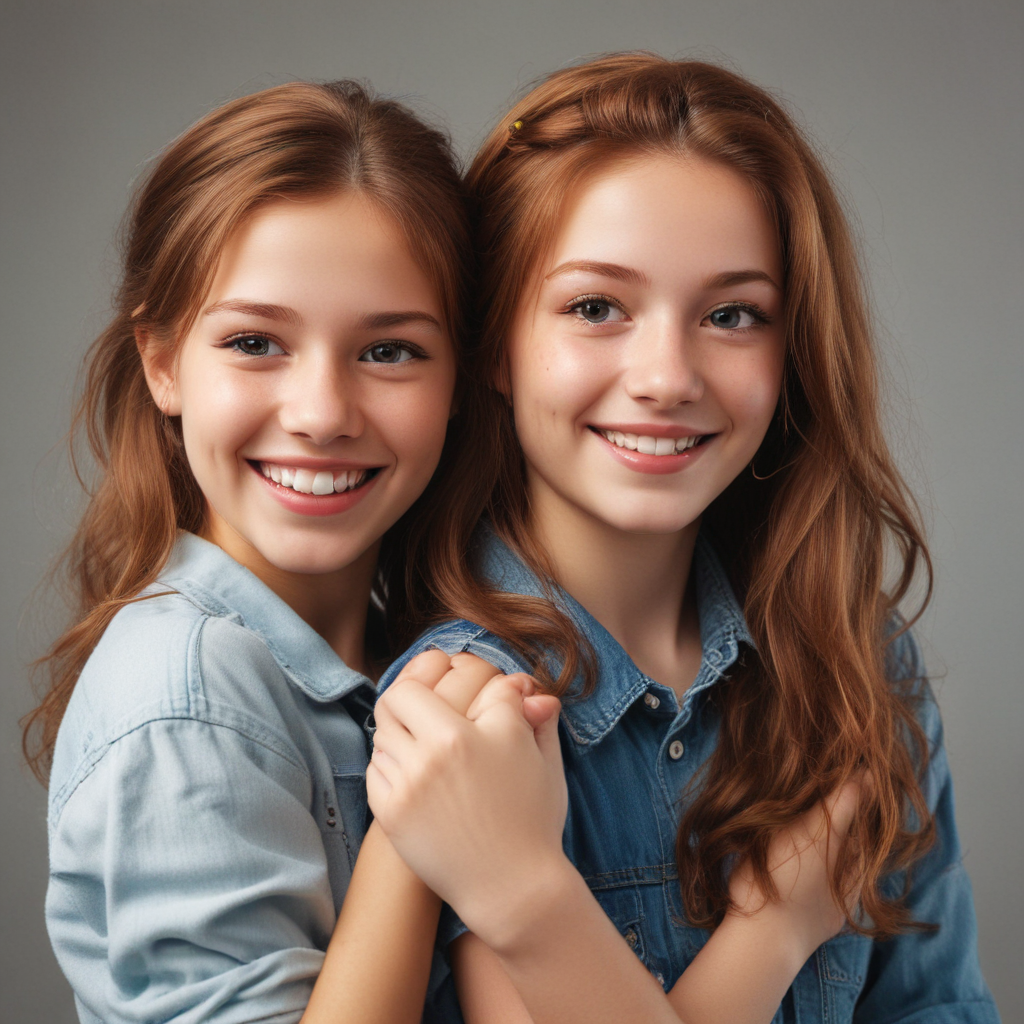 Two Joyful Friends Smiling Together in Casual Denim Outfits and Warm ...