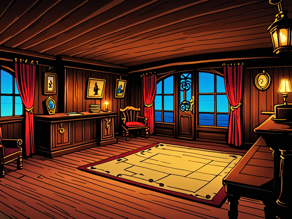Interior of Captain Hook's state room on the pirate ship from the ...