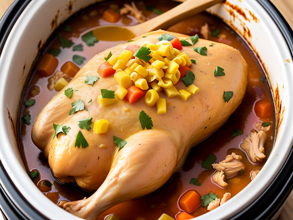 Delicious Slow-Cooked Chicken with Colorful Vegetables and Cheesy ...