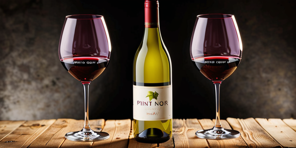 Elegant Display of Pinot Noir Wine Bottle with Two Glasses
