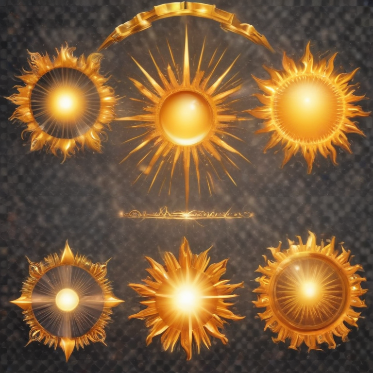 Collection of Radiant Golden Sun Emblems with Intricate Designs and ...