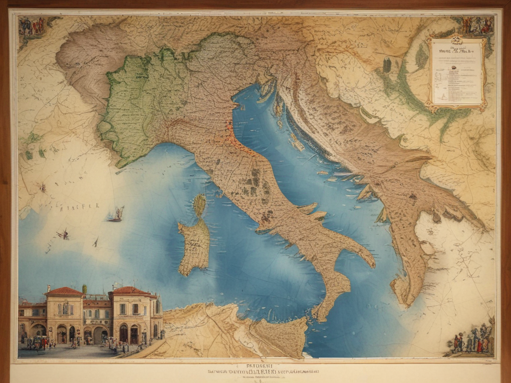 Detailed Historical Map of Italy Showcasing Geographic Features and ...