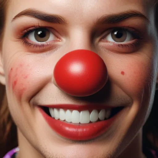 Joyful Clown with a Bright Red Nose and Cheerful Smile