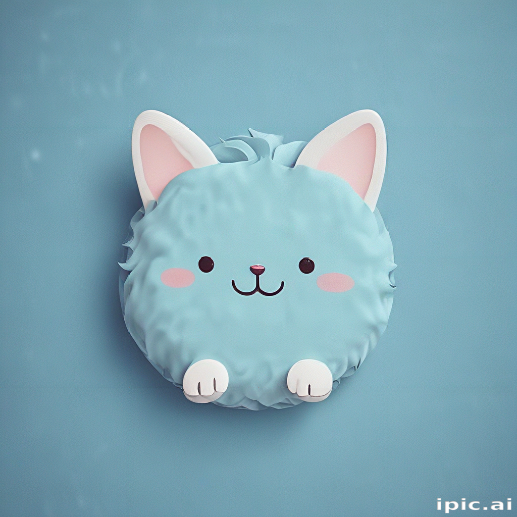 A Cute and Fluffy Blue Bunny Character with Adorable Features and Big Ears.