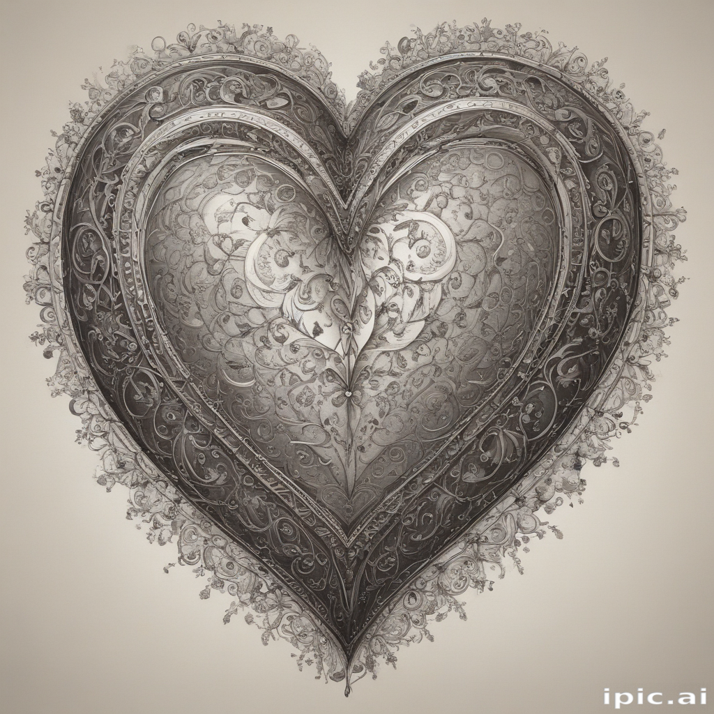 Intricate Decorative Heart Design with Elegant Swirls and Patterns