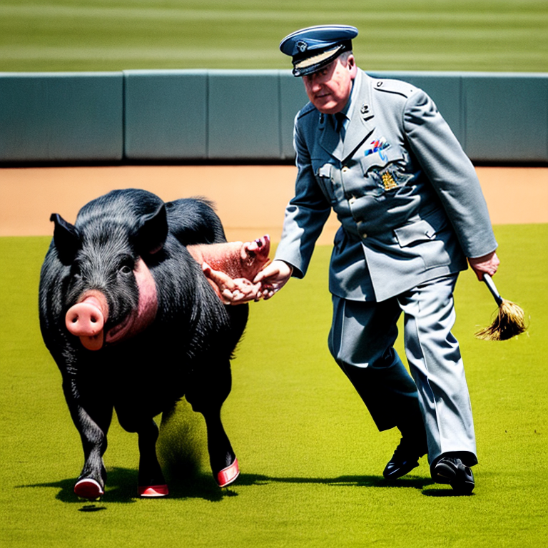 hitler kicking a pig