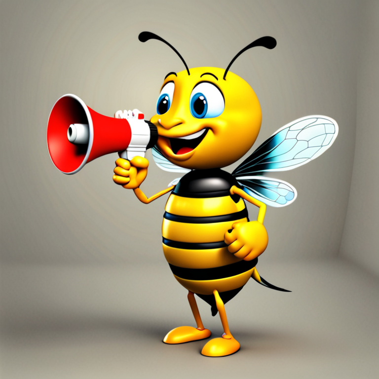 cartoon bee with megaphone