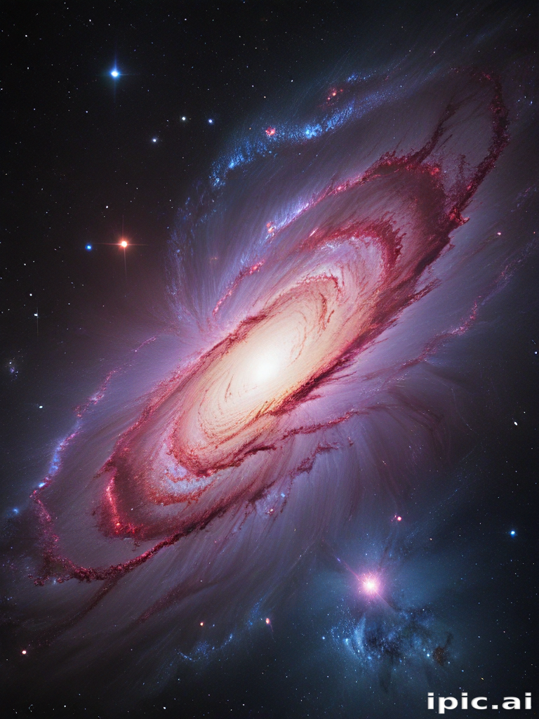 Stunning View of a Vibrant Galaxy with Swirling Colors and Stars