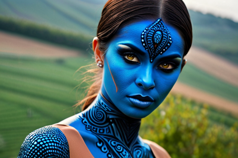 Girl in blue skin