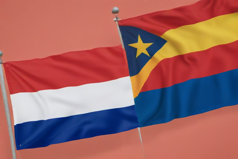 Cuban and spanish flags with gradient