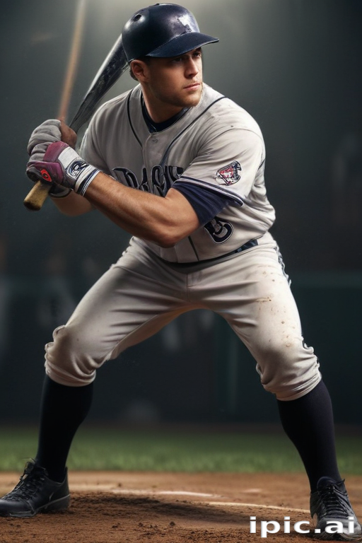 Baseball Player Poised at Bat, Ready to Swing for Victory