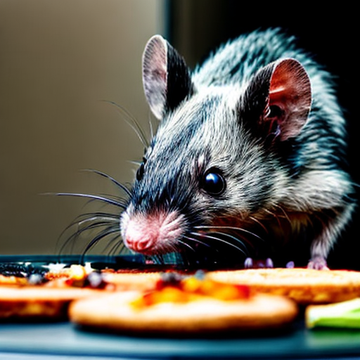feral, disgusting, gross rat cooking delicious meal in kitchen