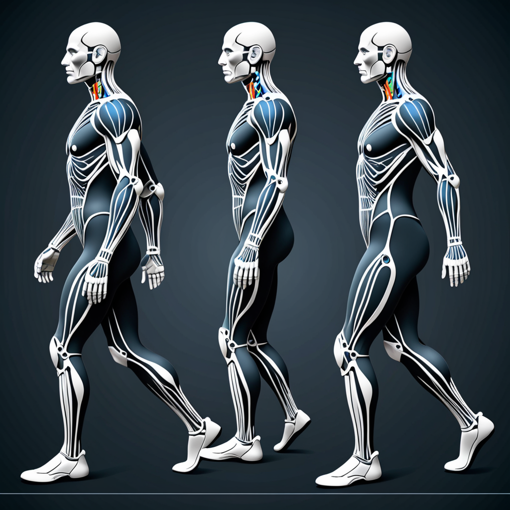 a fourty-five degree side view, vector diagram of human body in ...